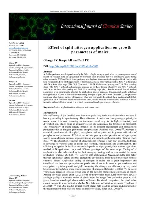 (PDF) Effect of split nitrogen application on growth parameters of maize