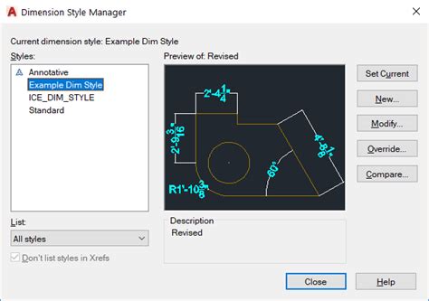 Changing CAD Dimension Styles
