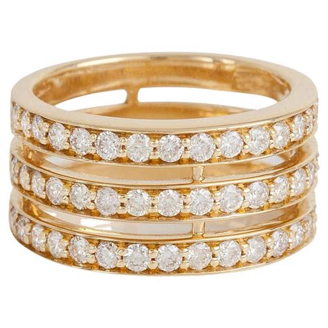 Customizable Enamel And Diamond Gold Stacking Rings For Sale At 1stdibs