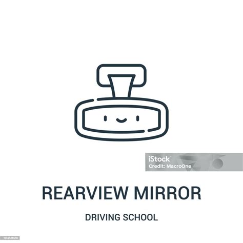운전 학교 컬렉션에서 백 미러 아이콘 벡터입니다 얇은 라인 백 미러 개요 아이콘 벡터 일러스트 레이 션입니다 계기판 차량 부분에