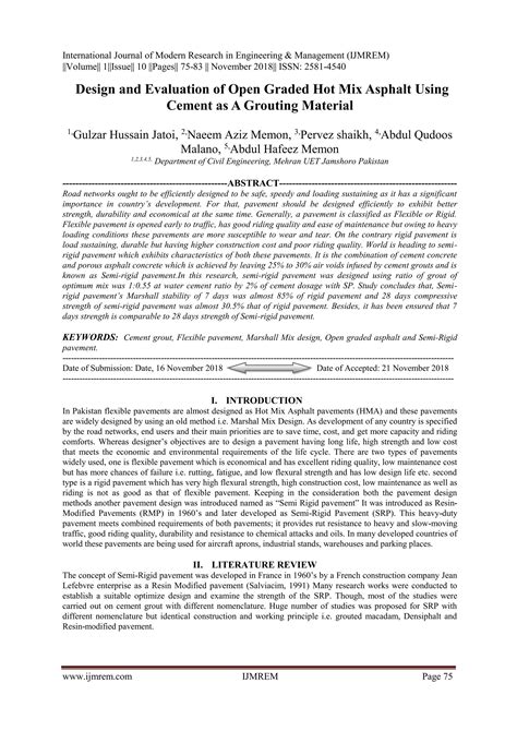 Design And Evaluation Of Open Graded Hot Mix Asphalt Using Cement As A Grouting Material Pdf