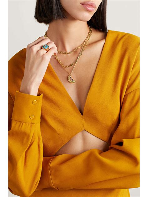 Brent Neale Medium Watermelon 18 Karat Gold Multi Stone Necklace Net A Porter