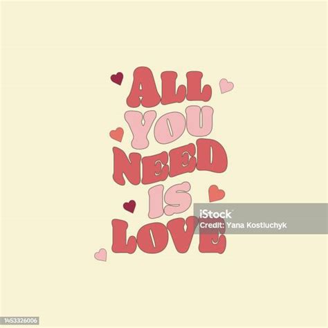 레트로 그루비 60 년대 70 년대 스타일의 사랑 텍스트 만 있으면됩니다 포스터 티셔츠 스티커 인쇄를위한 디자인 벡터 그림 Love In에 대한 스톡 벡터 아트 및 기타