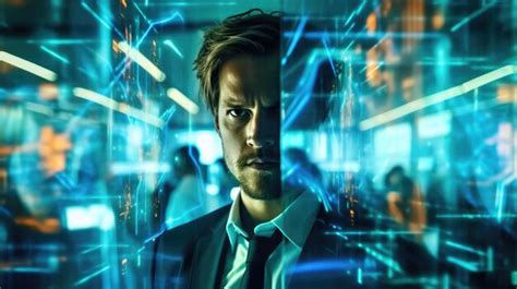 Premium Ai Image A Cybersecurity Expert And A Complex Network