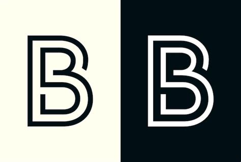 미니멀 라인 아트 문자 B 로고 문자 B 로고 디자인 프리미엄 벡터