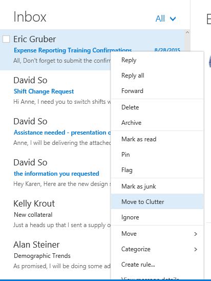 clear out the clutter in outlook on the web brainstorm