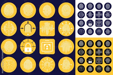 Fingerprint Scanner Icons Set Identification Simple Set Of Biometric Related Vector Line Icons