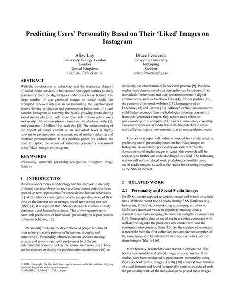 Pdf Predicting Users Personality Based On Their Liked Images On