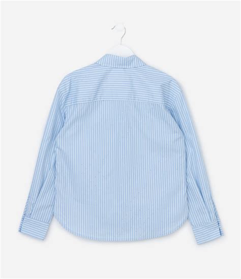 Camisa Infantil Alfaiataria Em Tricoline Listrado Com Brilhos Tam 5 A