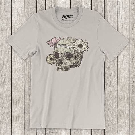 Saint Valentines Skull Premium Cotton Tee Etsy
