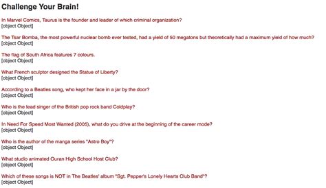 display data from api as a quiz application javascript the