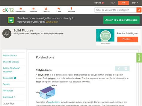 Ck 12 Geometry Polyhedrons Unit Plan For 9th 10th Grade Lesson Planet