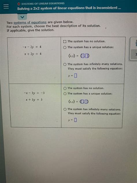 solved o systems of linear equations solving a 2x2 system of