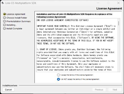 Failed Installation Of The Link Os Multiplatform Sdk On The Windows 10