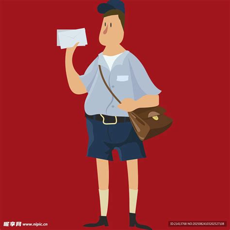 邮递员手持信件准备派送设计图 动漫人物 动漫动画 设计图库 昵图网