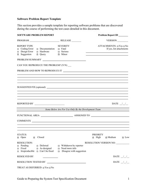 Software Problem Report Template Fill Out Sign Online And Download