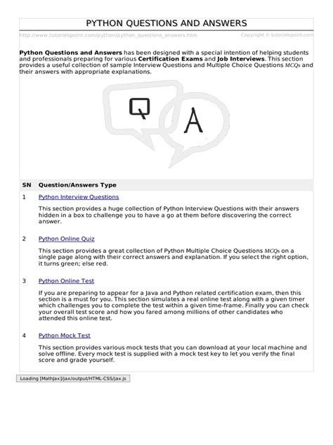 Python Questions And Answers Pdf