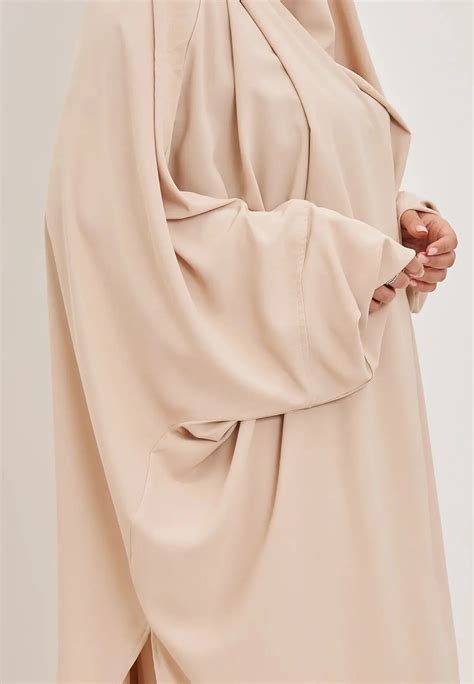 Beige Premium Two Piece Medina Silk Jilbab Set Almanaar Islamic Store