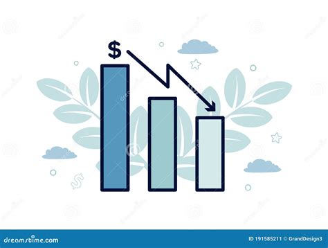 Devaluation Bar Chart Vector Currency Value Lowering Concept Outline Icon