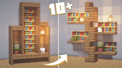10 Simple Bookshelf Designs In Minecraft Youtube