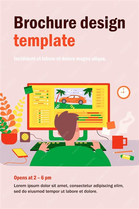 Premium Vector Animator Sitting At Workplace And Creating Motion Design Isolated Flat