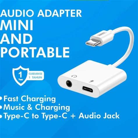 Promo Audio Adapter USB Type C To Type C Charging And Jack Aux 3 5mm Audio RL LA11 Diskon 19
