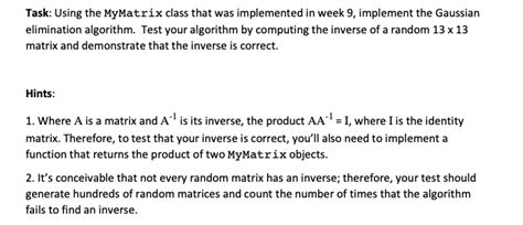 Task Using The Mymatrix Class That Was Implemented