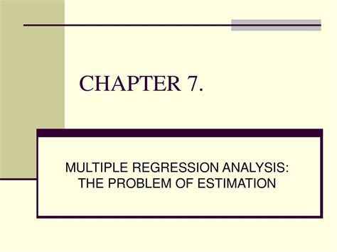 multiple regression analysis the problem of estimation ppt download