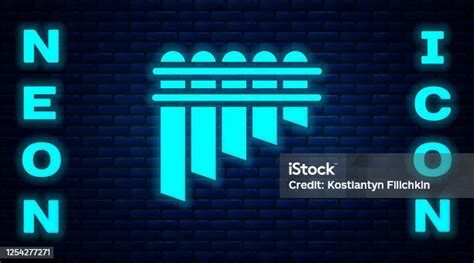 벽돌 벽 배경에 고립 된 빛나는 네온 팬 플루트 아이콘 전통적인 페루 악기 잠폰 페루 볼리비아 멕시코의 민속 악기 벡터 0명에 대한 스톡 벡터 아트 및 기타 이미지 Istock