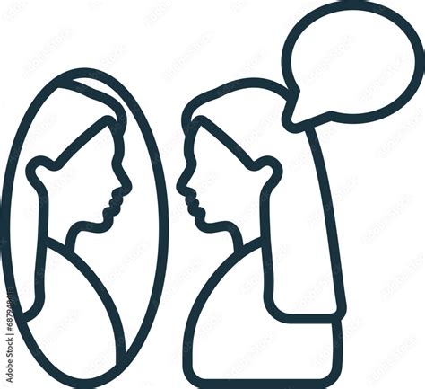Self Reflection Outline Icon Monochrome Simple Sign From Mental Health