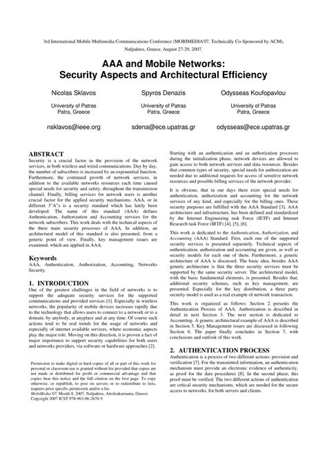 Pdf Aaa And Mobile Networks Security Aspects And Architectural