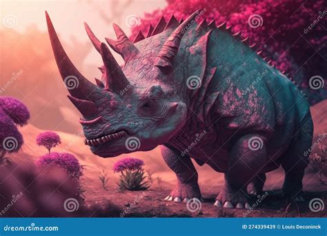 Xenoceratops Dinosaur Colored Cartoon Illustration 244323828