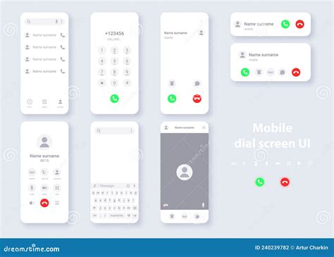 Smartphone User Interface Light Theme Concept Template Design Of Contacts Dialer Call Video