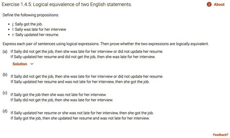 please answer the following exercise 145 logical equivalence of two