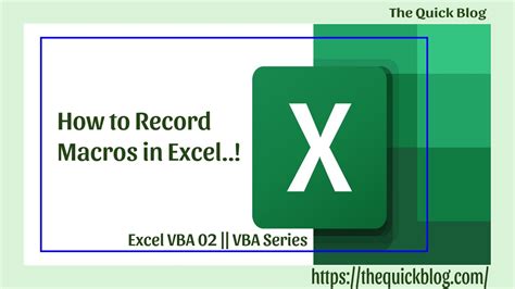 How To Record Macros In Excel Excel Vba 02 Youtube