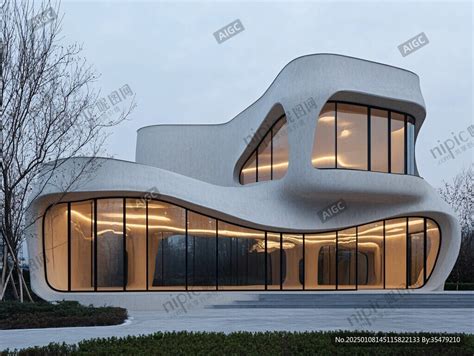 Ai创作图波浪形建筑 凹曲面建筑 波浪式建筑 奇特造型售楼部 异形外立面建筑 异形建筑外立面 创意售房中心 曲面造型建筑 创意售楼中心 流线型屋顶 曲线箱形结构建筑 建筑设计实景 曲线形建筑