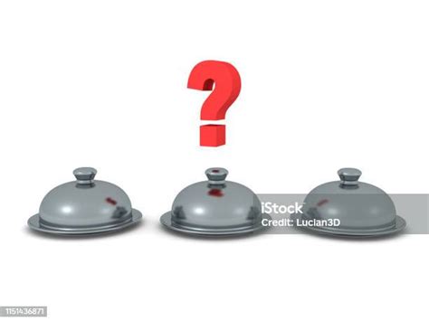 위의 물음표와 함께 세 개의 클 로슈 플래터의 3d 렌더링 3차원 형태에 대한 스톡 사진 및 기타 이미지 3차원 형태 개념 개념과 주제 Istock