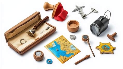 Adventure Essentials Compass Map And Binoculars Await A Journey Of Discovery And Exploration