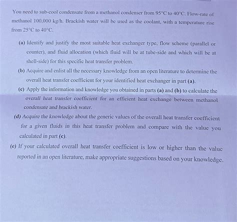 Solved You Need To Sub Cool Condensate From A Methanol