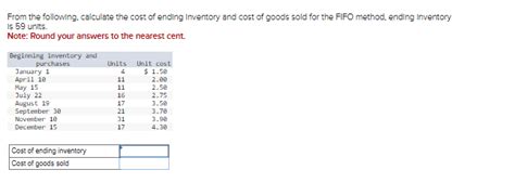 Solved From The Following Calculate The Cost Of Ending Chegg