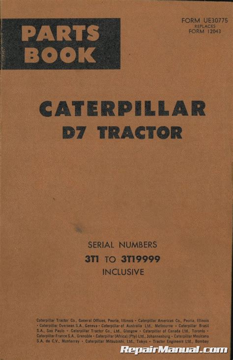 Used Caterpillar D7 Tractor Parts Manual