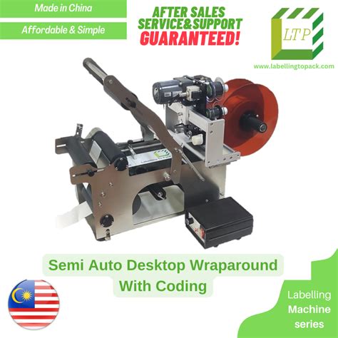 Semi Auto Desktop Bottle Wraparound Labelling Machine With Coding China Packaging Selangor