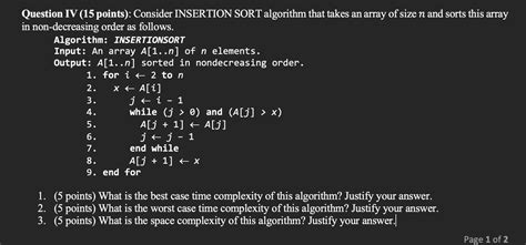 Question Iv 15 Points Consider Insertion Sort