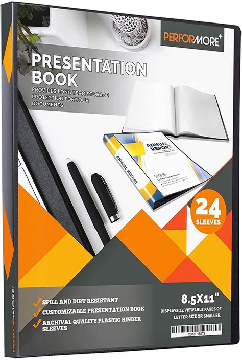 Performore Presentation Folder 24 Pocket Display Book With Plastic