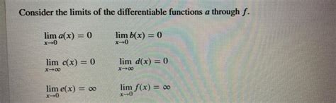 solved consider the limits of the differentiable functions a