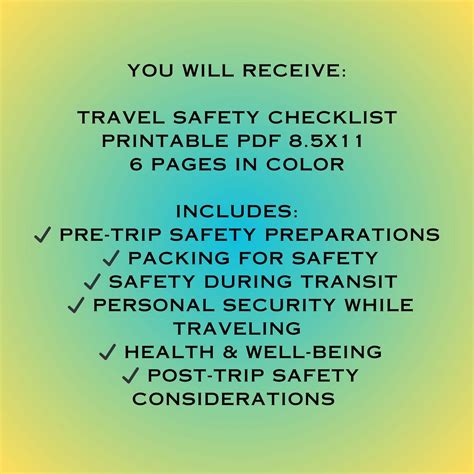 Travel Safety Checklist Printable Security Guide Digital Download Etsy