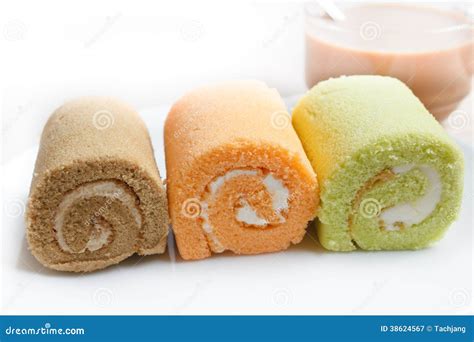 Jam Swiss Roll Cake Three Flavors Stock Image Image Of Break Green