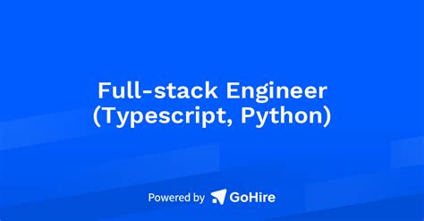 Full Stack Engineer Typescript Python At Bondex Jobs At Bondex