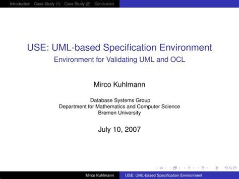 Use Uml Based Specification Environment Environment For