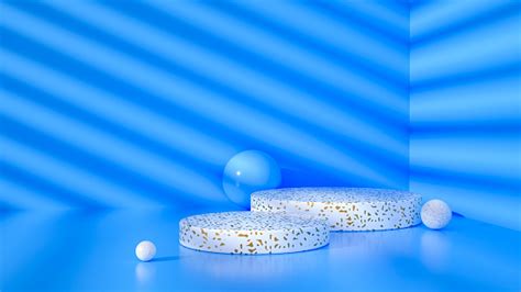 벽에 그림자가 있는 파란색 방에 황금빛이 튀는 두 개의 연단 3d 일러스트레이션 0명에 대한 스톡 사진 및 기타 이미지 0명 3차원 형태 강단 Istock